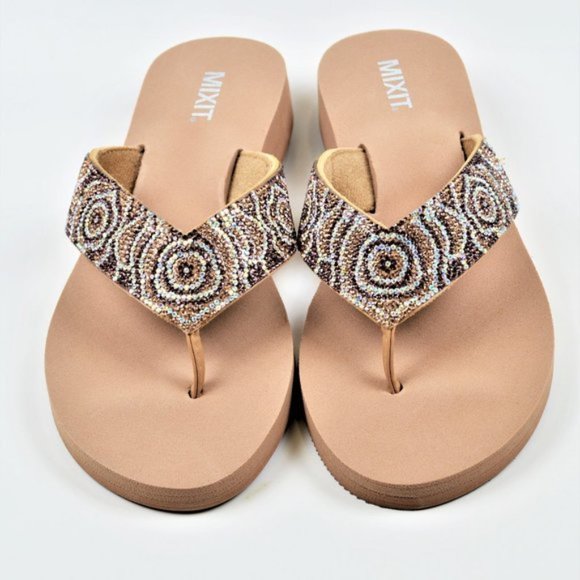 Mixit | Shoes | Nwt Mixit Rhinestone Embellished Wedges Sandals | Poshmark